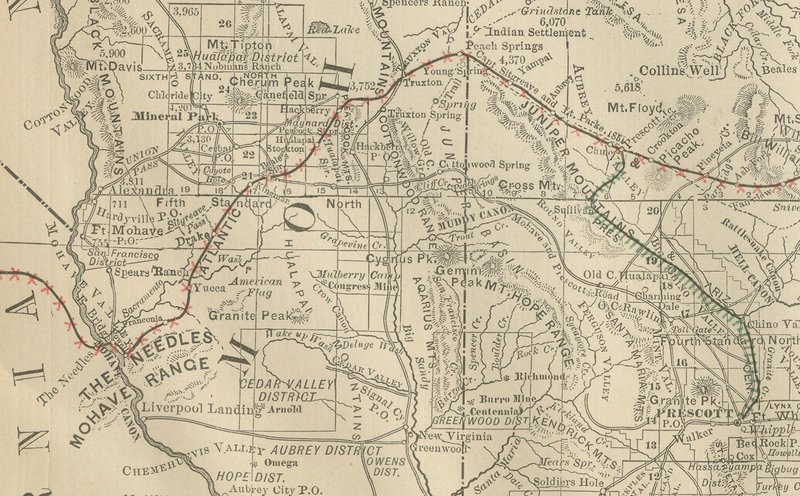 Map of Arizona Railroads with Mines and Early Frontier Settlements ...