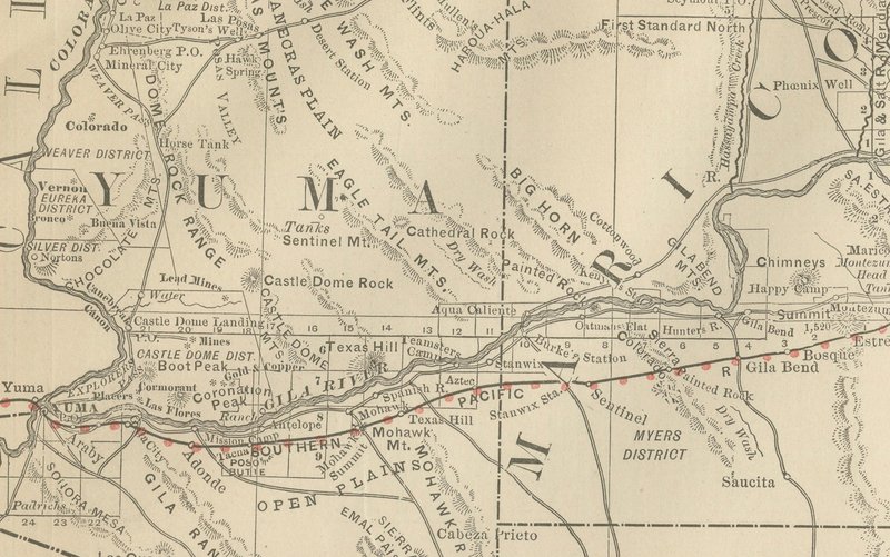 Map of Arizona Railroads with Mines and Early Frontier Settlements ...