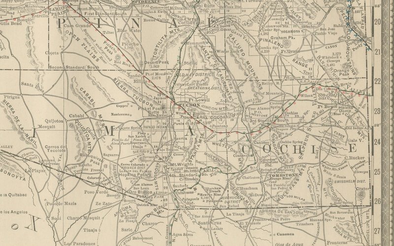 Map of Arizona Railroads with Mines and Early Frontier Settlements ...
