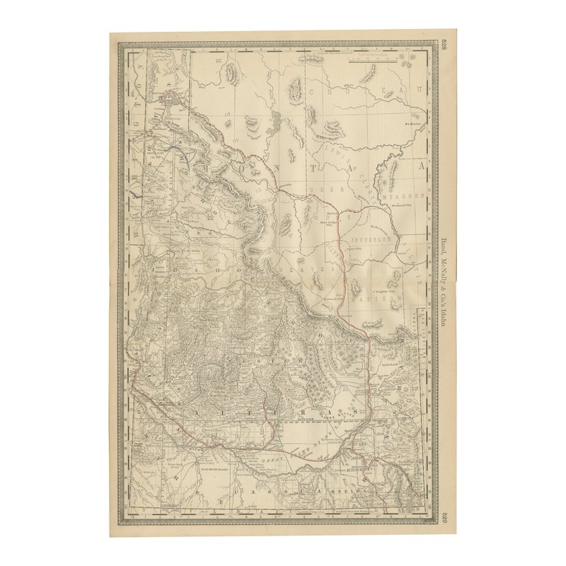 Idaho Map of The Gem States Railroads with Mining Camps and Counties ...
