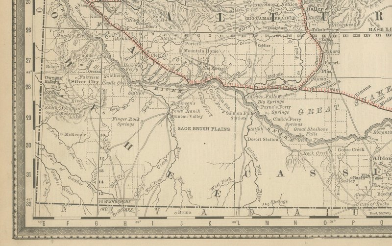 Idaho Map of The Gem States Railroads with Mining Camps and Counties ...
