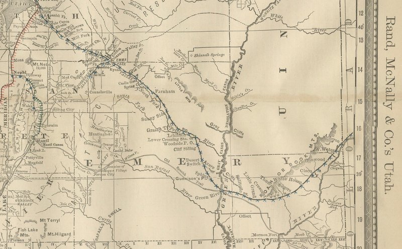 Utah Map with The Beehive States Railroads and Counties and Great Salt ...