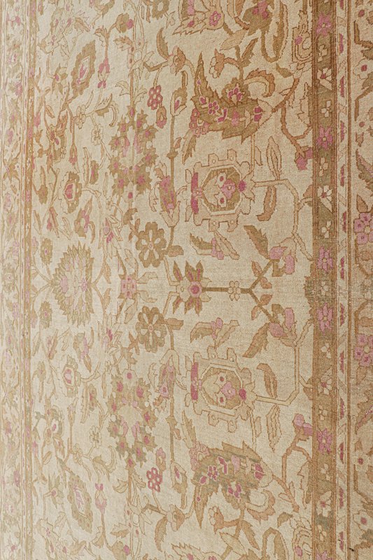 Antique Axminster Style Rug with Cream and Gold Florals for sale at Pamono