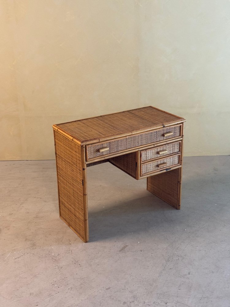 Mid-Century Modern Bamboo and Rattan Desk, 1970s for sale at Pamono