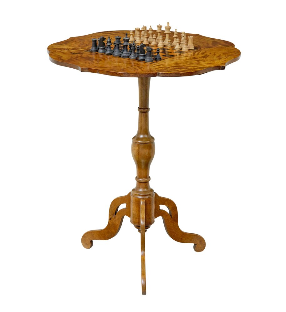 19th Century Swedish Inlaid Birch Games Table, 1880s for sale at Pamono