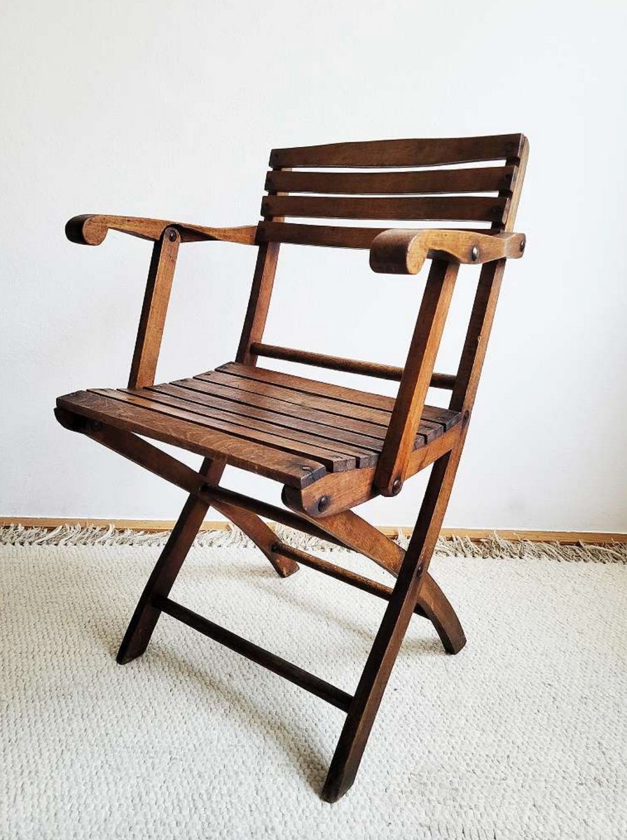 Antique Wooden Folding Chair, 1920s for sale at Pamono