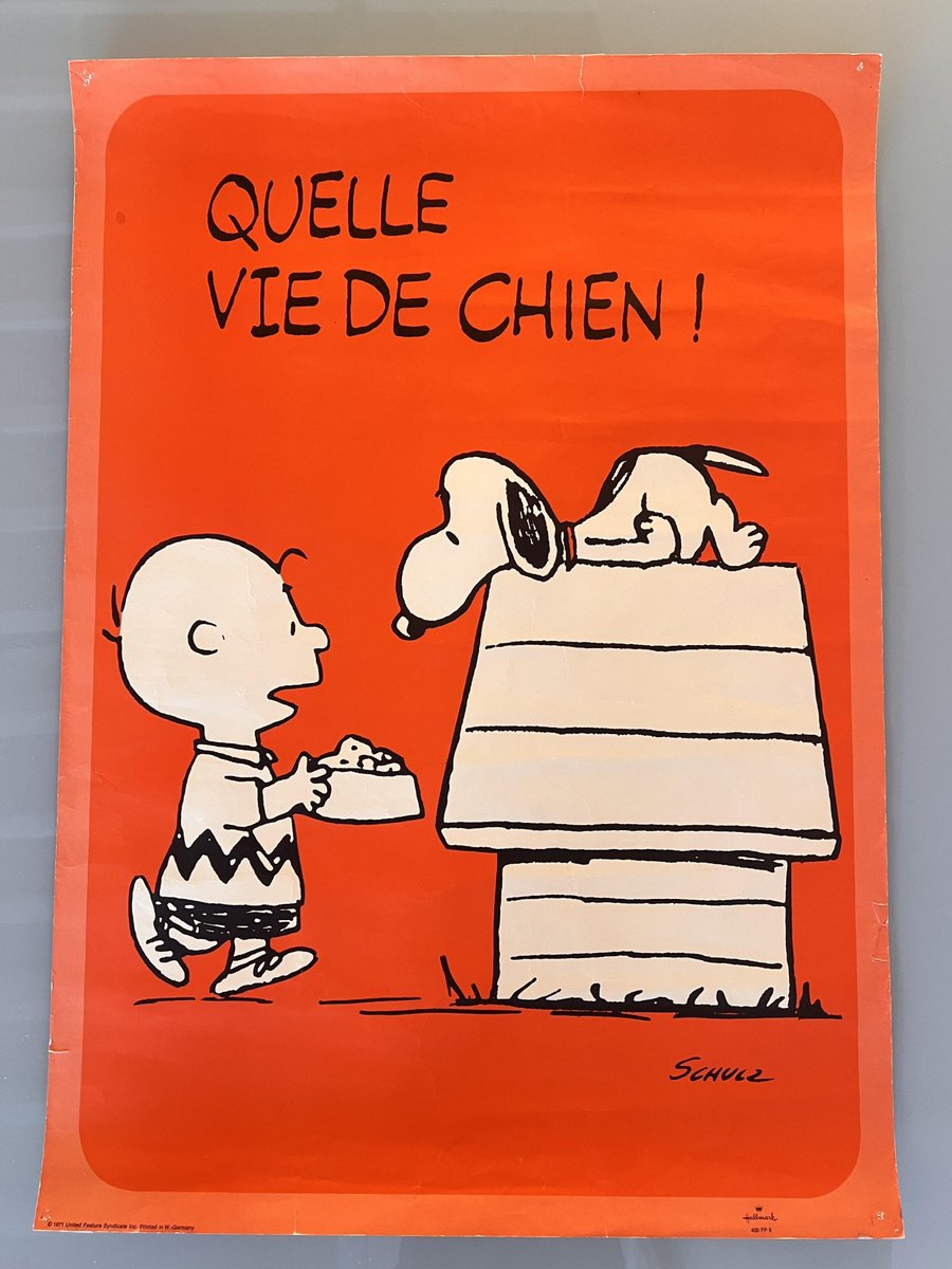 Vintage French Snoopy It's a Dog's Life Poster after Charles Schulz ...