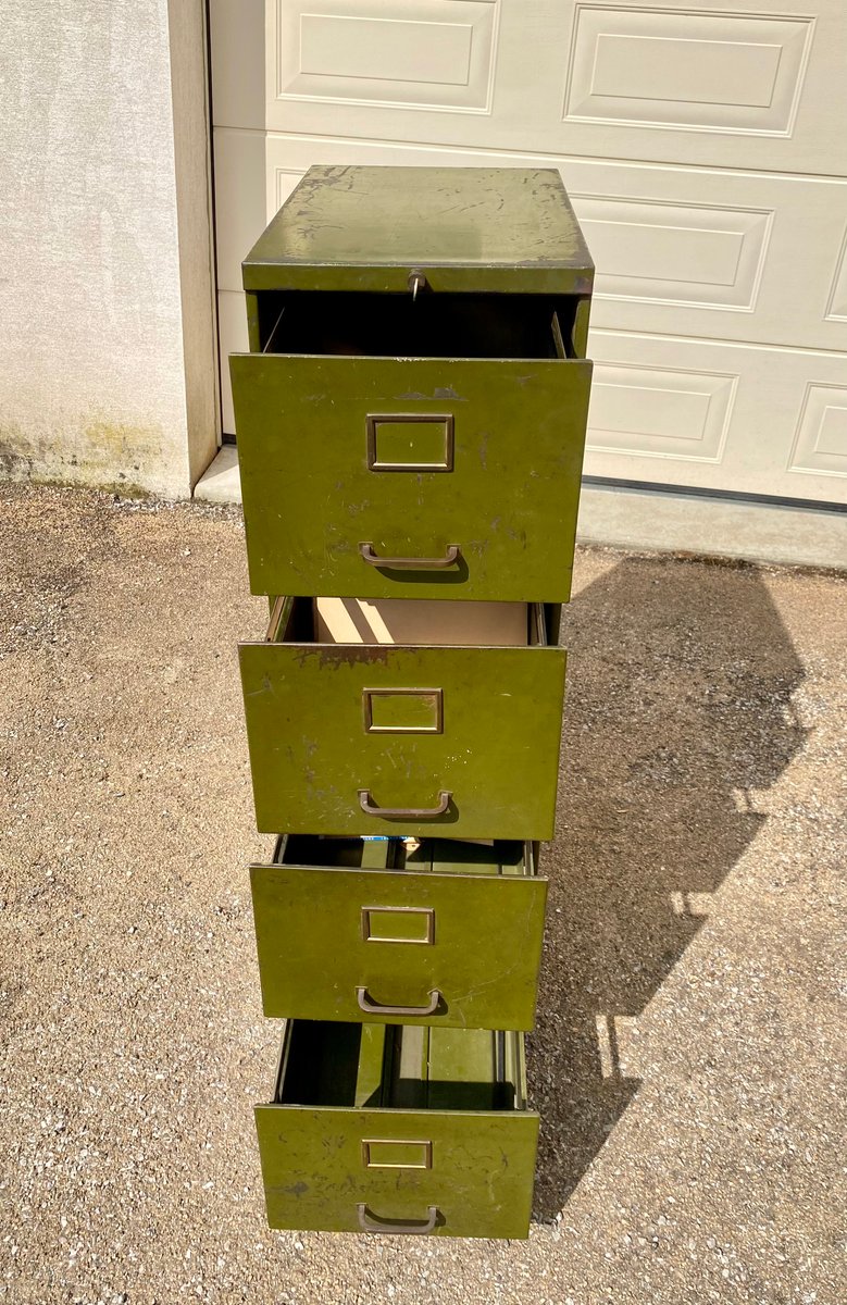 Vintage Military Four-Drawer Metal Locker, 1950s for sale at Pamono