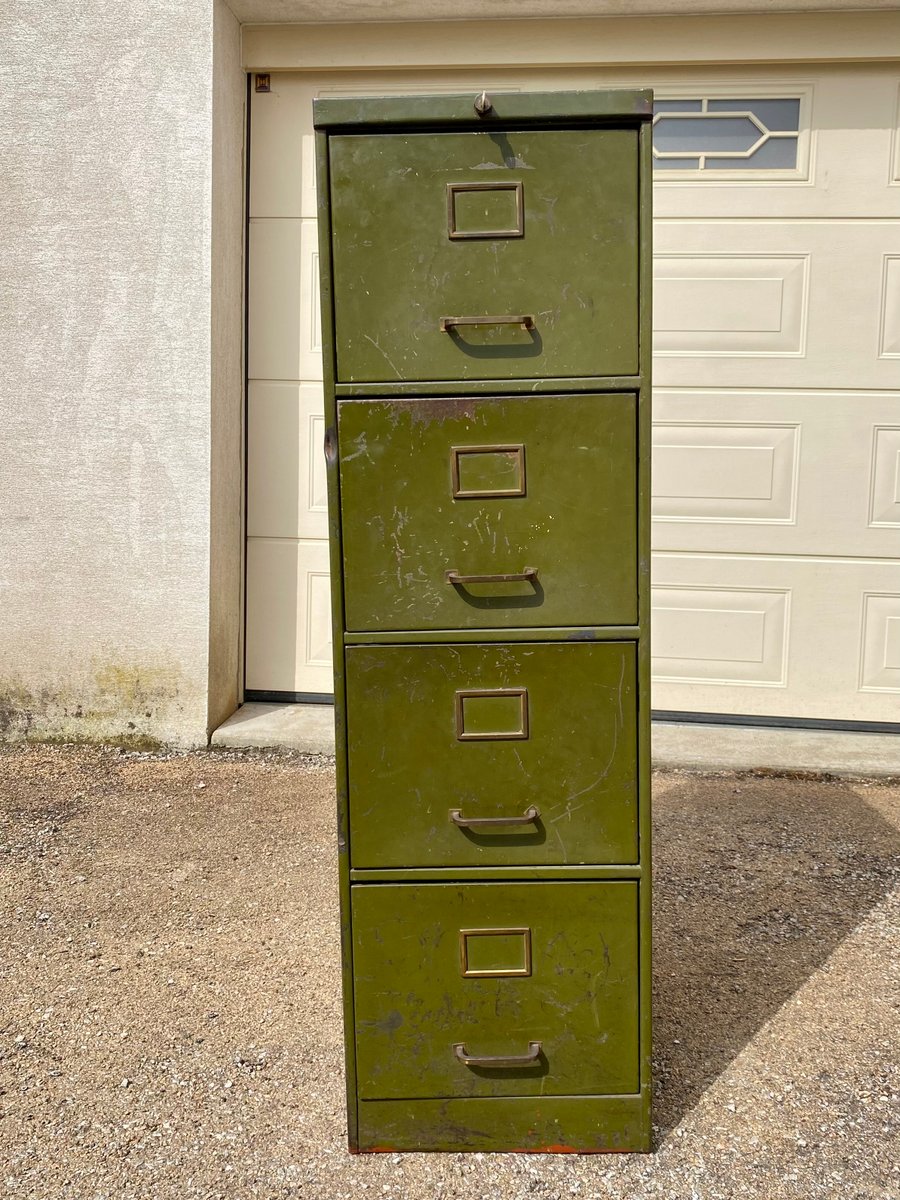 Vintage Military Four-Drawer Metal Locker, 1950s for sale at Pamono