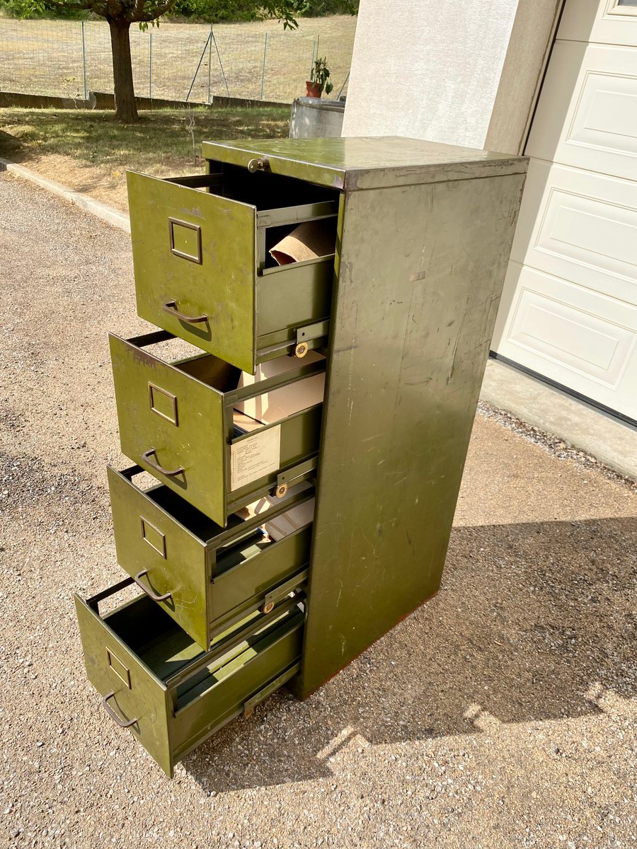 Vintage Military Four-Drawer Metal Locker, 1950s for sale at Pamono