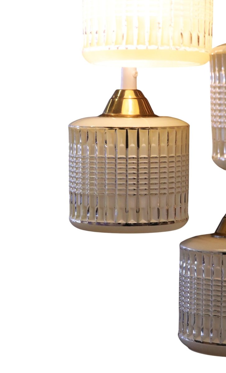 Hanging Window Lamp with Relief Pattern in Clear Glass and Pale Yellow ...