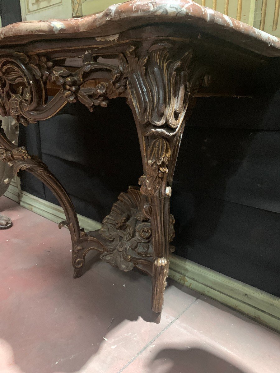 Louis XV Console Table in Carved and Patinated Wood, 1700s for sale at ...