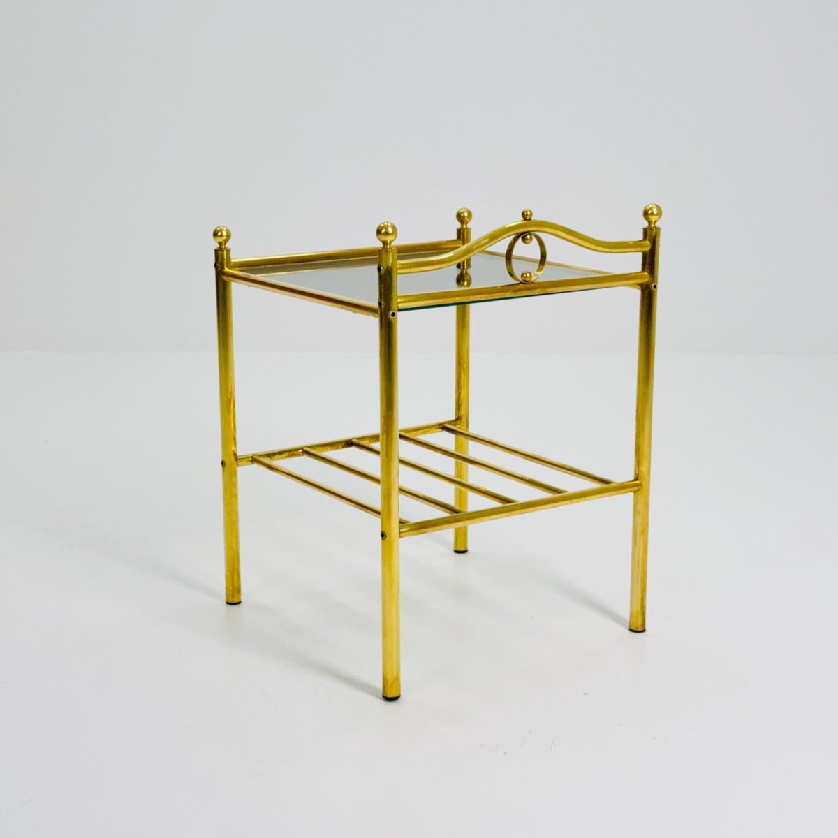 Mid-Century Modern Hollywood Regency Brass Side Table by Messing, 1980s ...