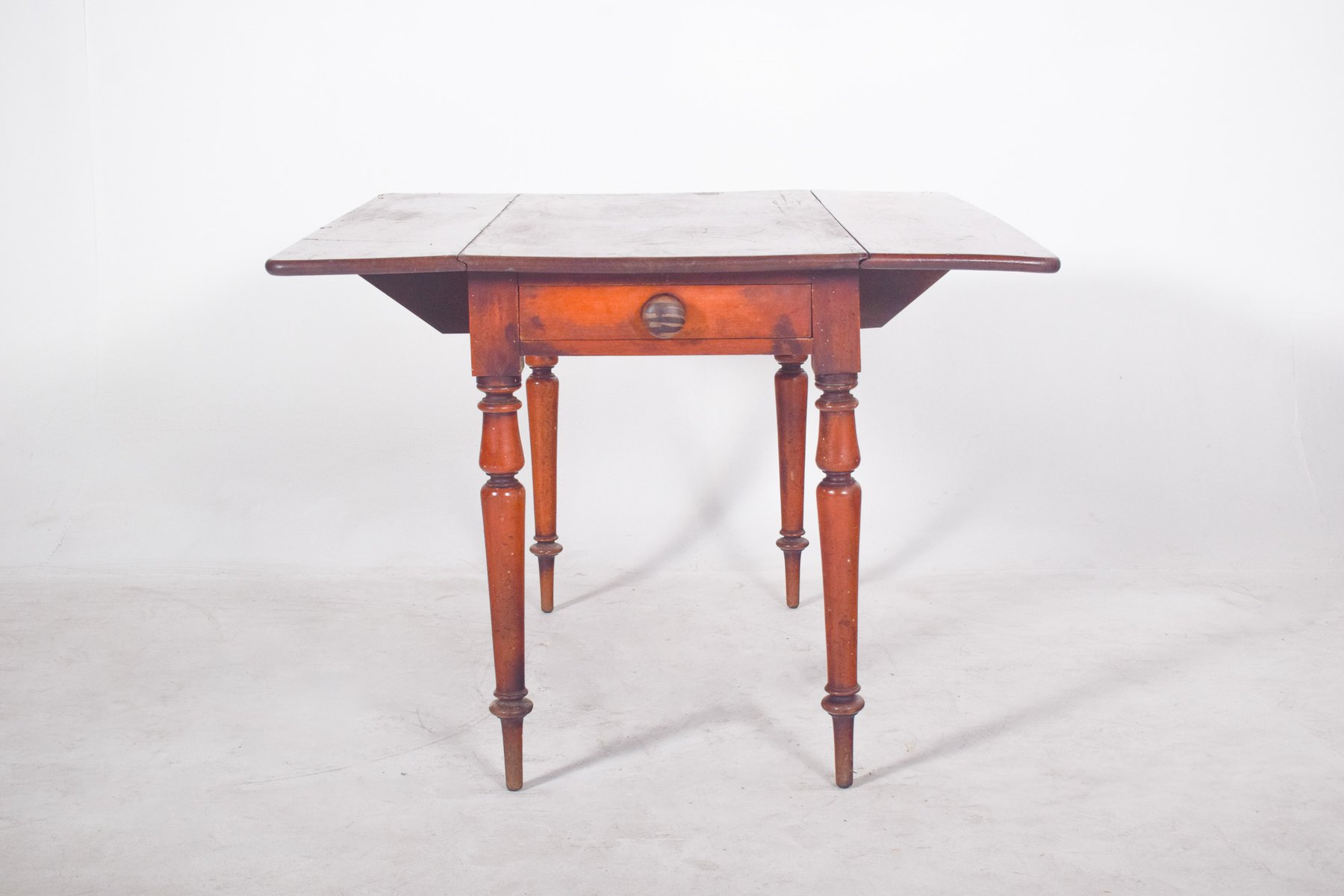 Antique Portuguese Flip Flap Table with Drawer, 1800s for sale at Pamono