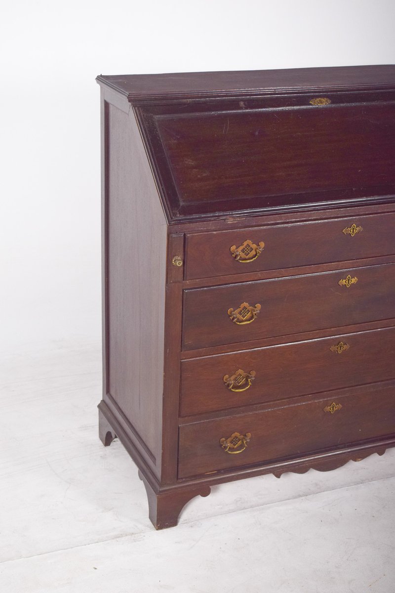 Antique Portuguese Paper Chest of Drawers in Dark Wood for sale at Pamono