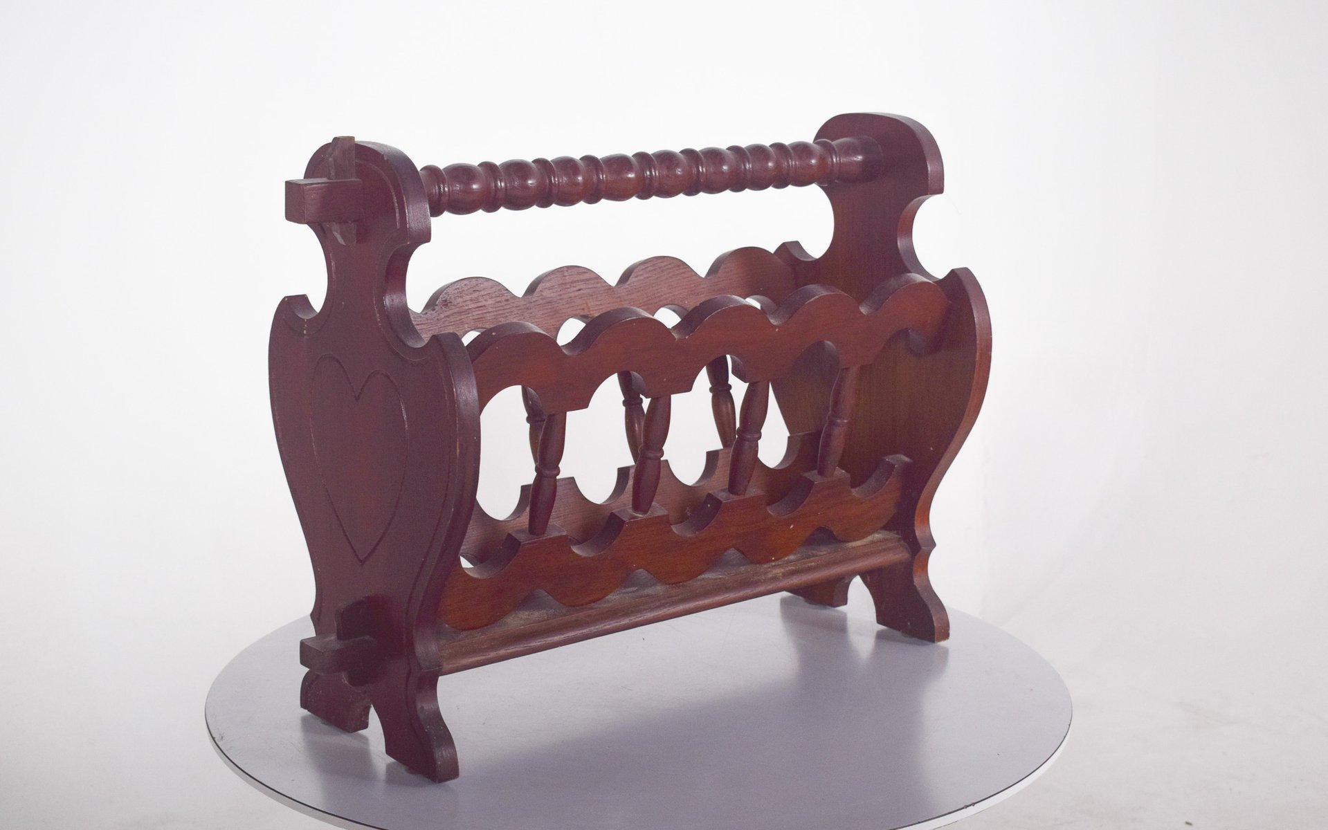 Antique Rustic Oak Magazine Rack, 1890s for sale at Pamono