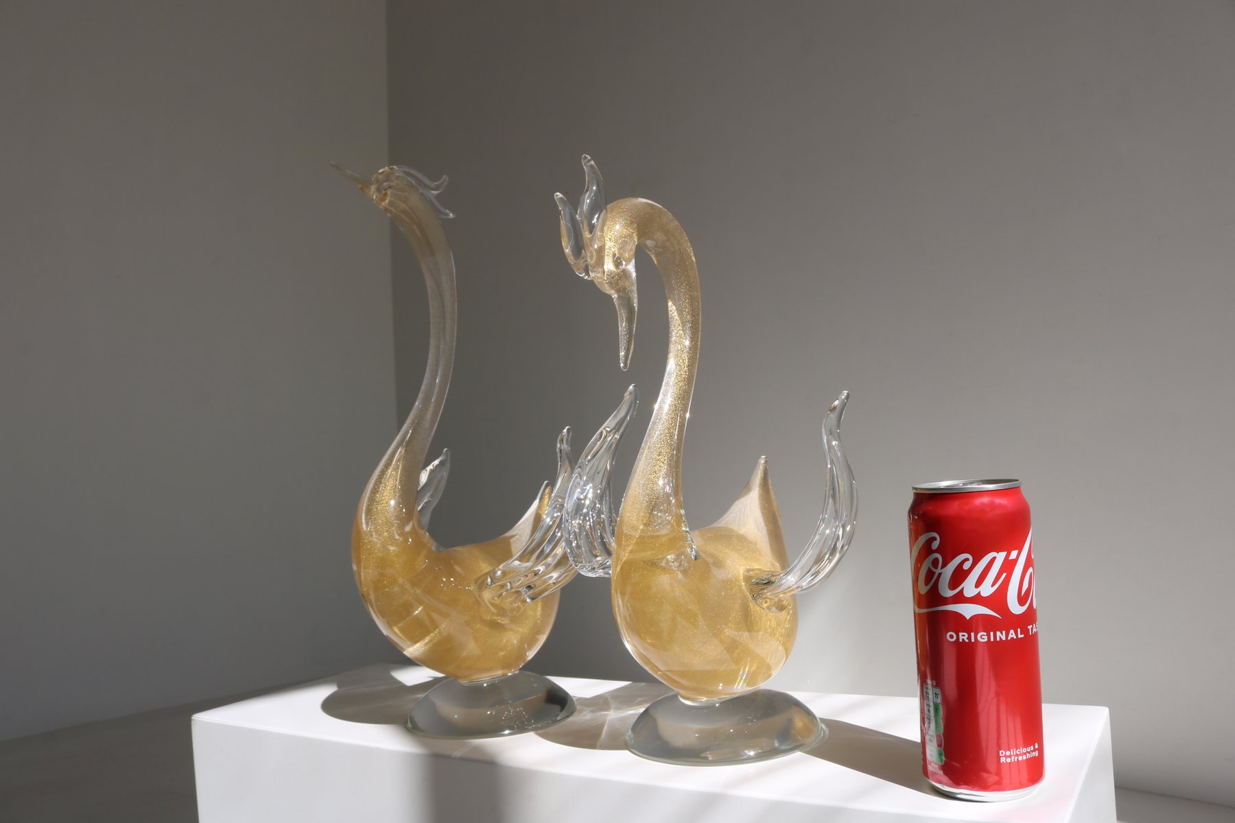 Mid-Century Italian Murano Glass Swan Sculptures with Gold Leaf by ...