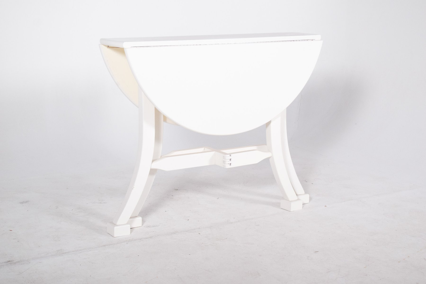 Portuguese White Painted Flap Table, 1920s for sale at Pamono