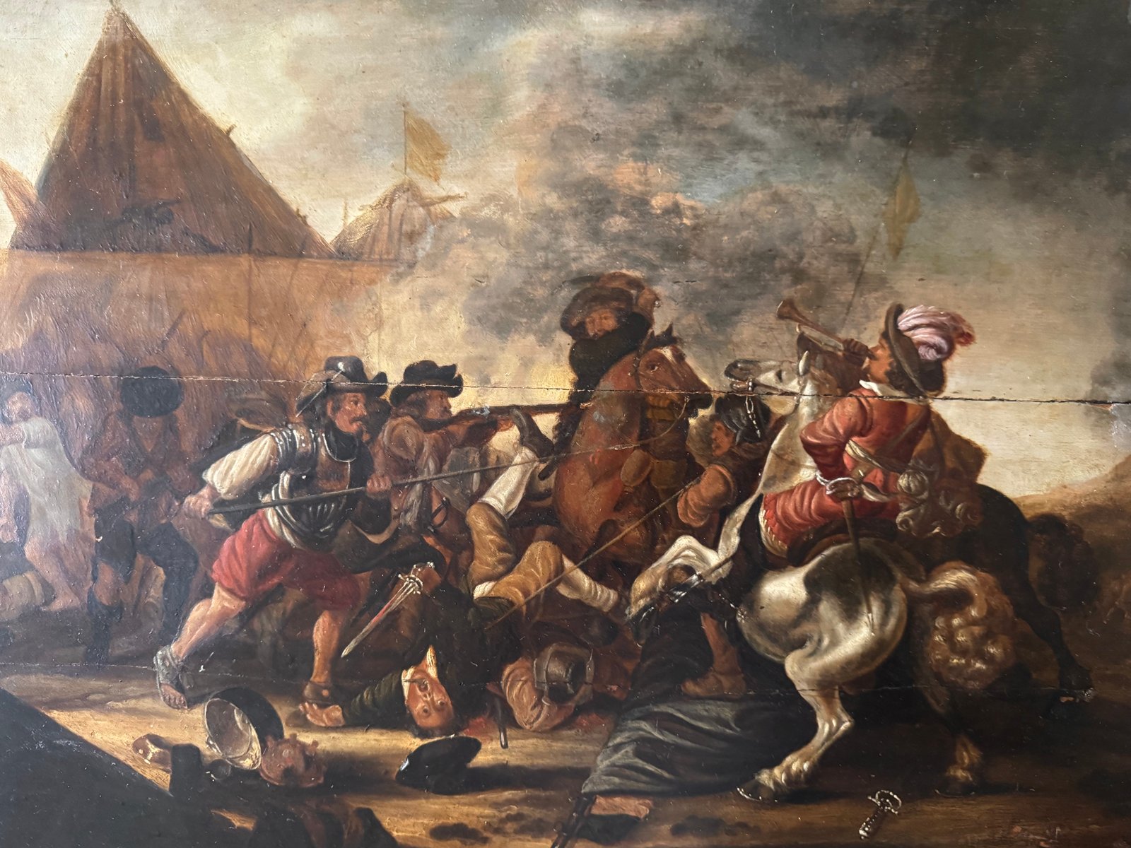 Battle Scene, 1650-1680, Oil Painting for sale at Pamono