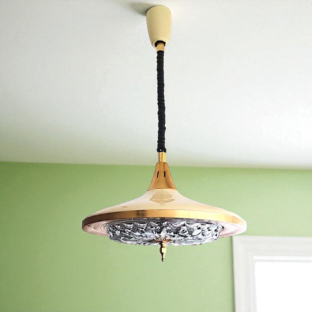 Mid-Century Modern Cream Metal Retractable Dining Room Light, 1960s for ...