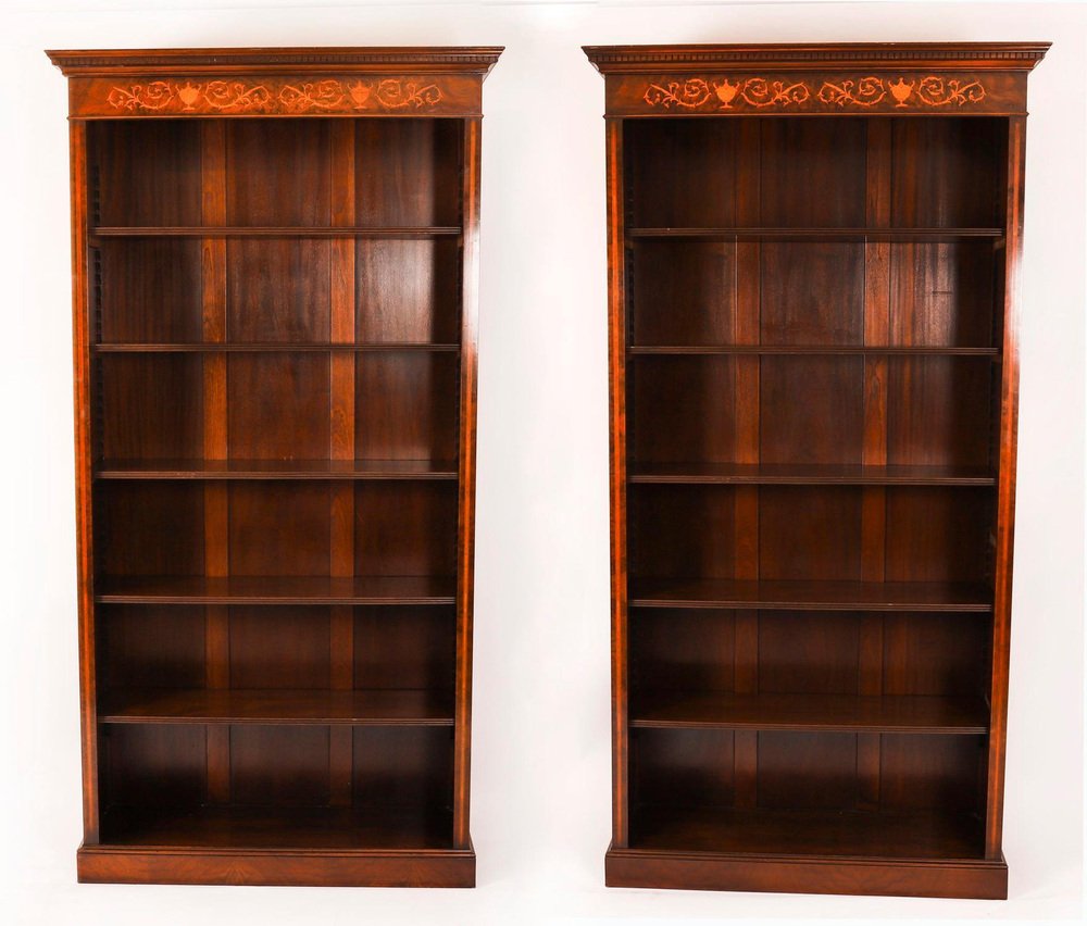 Vintage Sheraton Revival Burr Walnut Open Bookcases, Set of 2 for sale ...