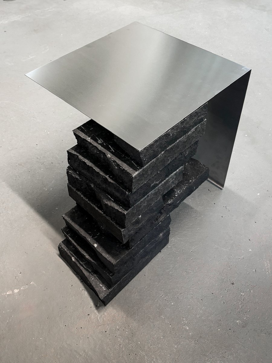 Black Basalt and Stainless Steel Coffee Table by Case Studios for sale ...