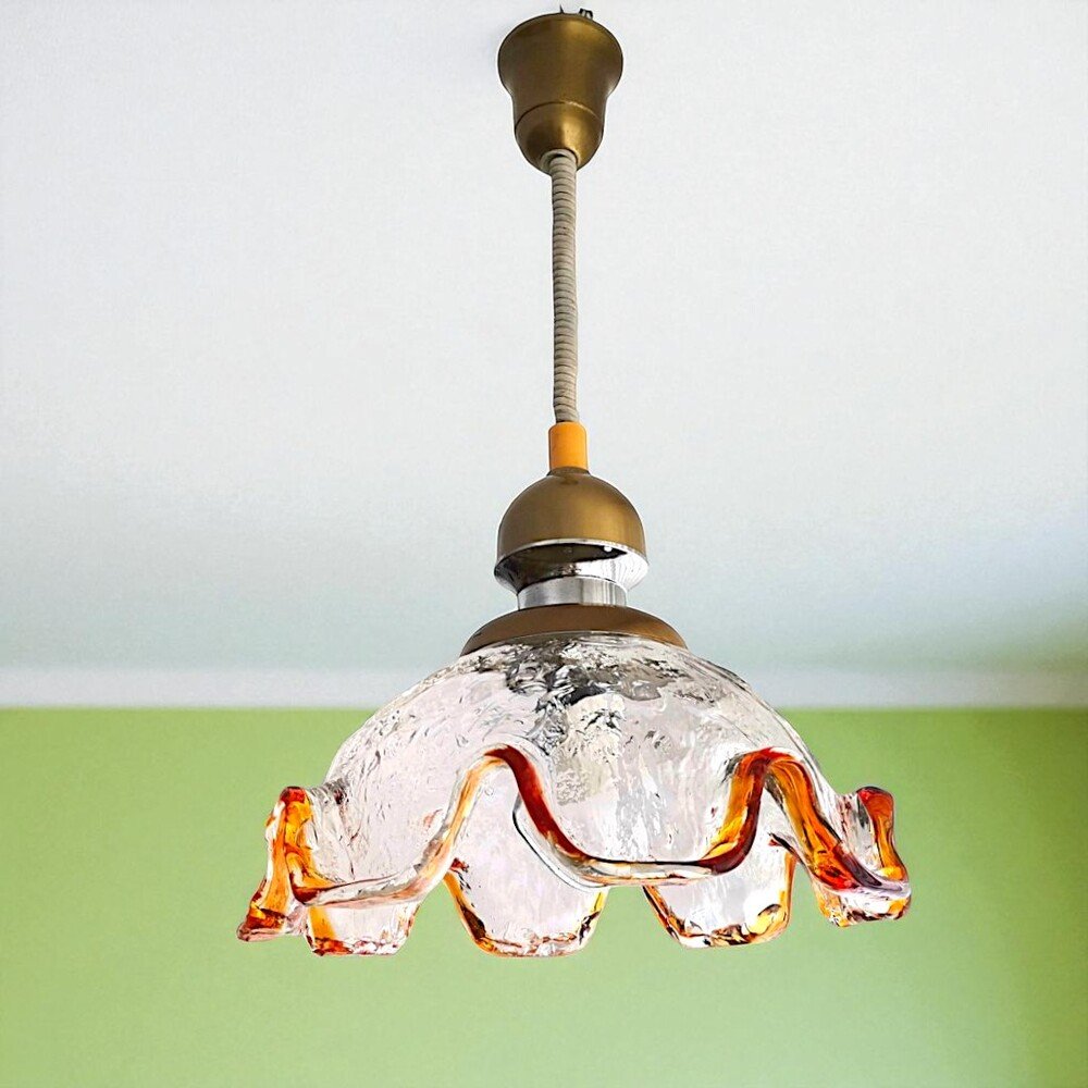 Large Italian Modern Murano Glass Retractable Hanging Lamp, 1960s for ...