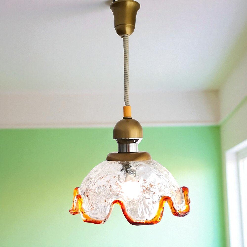 Large Italian Modern Murano Glass Retractable Hanging Lamp, 1960s for ...