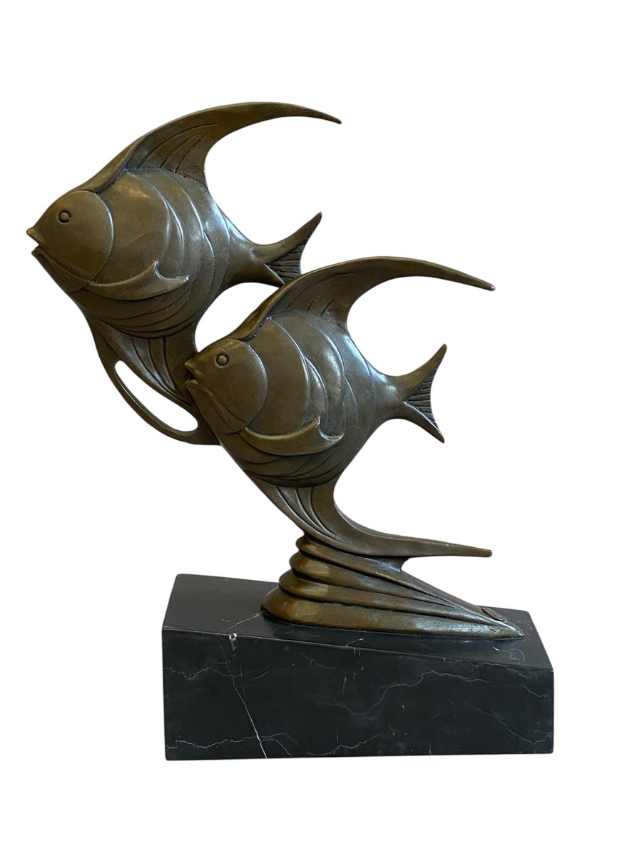 Johann Coenraad Altdorf, Art Deco Sunfish, 1920s, Bronze with Marble ...