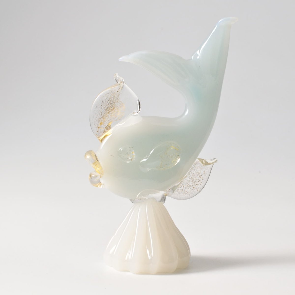 White Opaline Glass Fish Figurine from Murano, 1960s for sale at Pamono