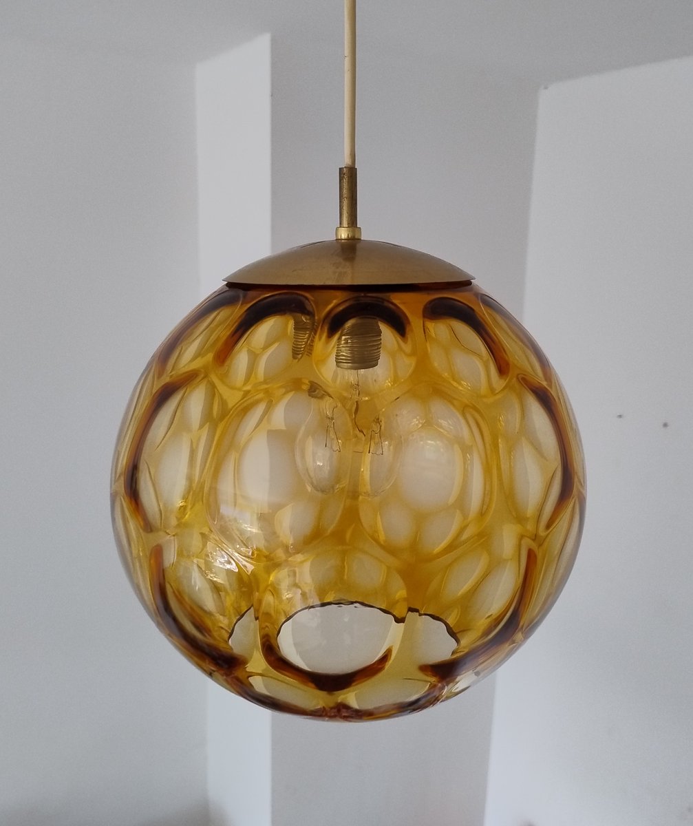 Mid-Century Modern Amber Glass Pendant from Limburg, Germany, 1970s for ...