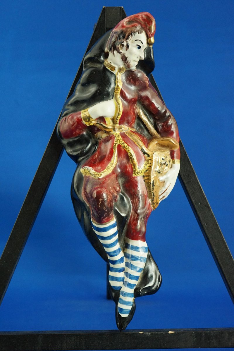 Early 20th Century Ceramic Wall Plaque Commedia Dellarte Mask Sandrone ...