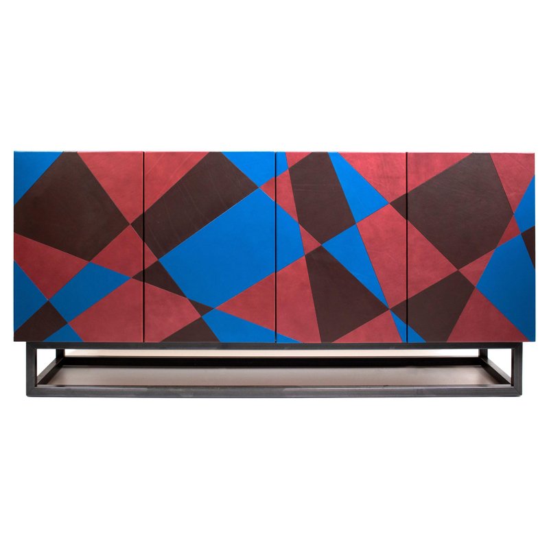 Seasons Mobile Sideboard in Laminated Wood and Metal and Leather by ...