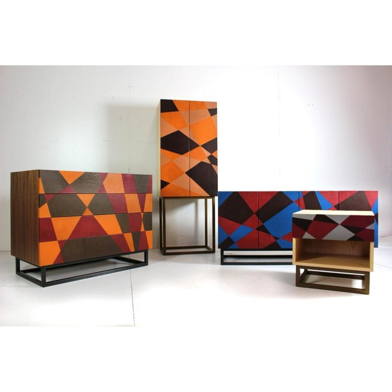 Seasons Mobile Sideboard in Laminated Wood and Metal and Leather by ...