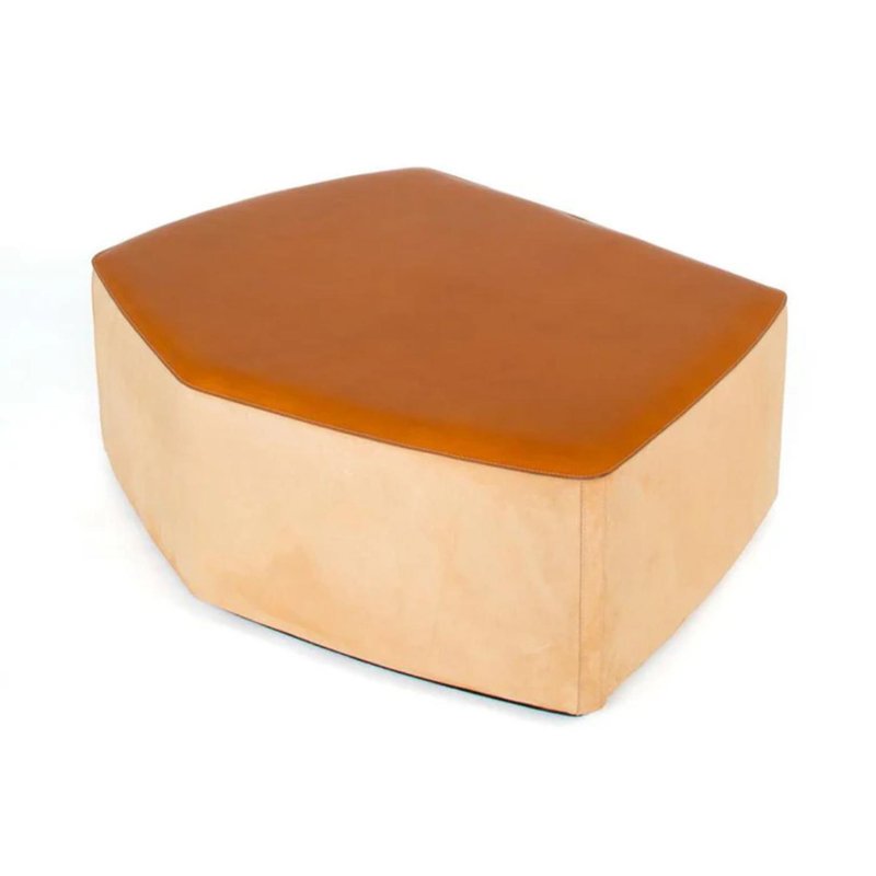 Big Pouf in Vegetable Leather with Suede and Poplar Plywood by Oscar ...