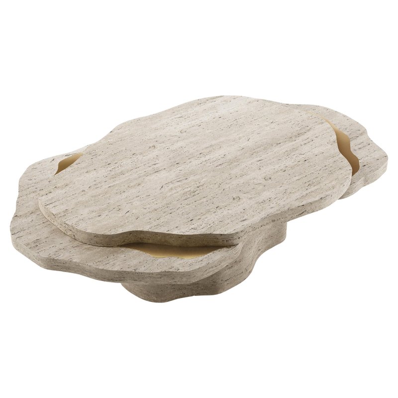 Arizona Coffee Table in Travertine Stone and Brushed Brass by ...
