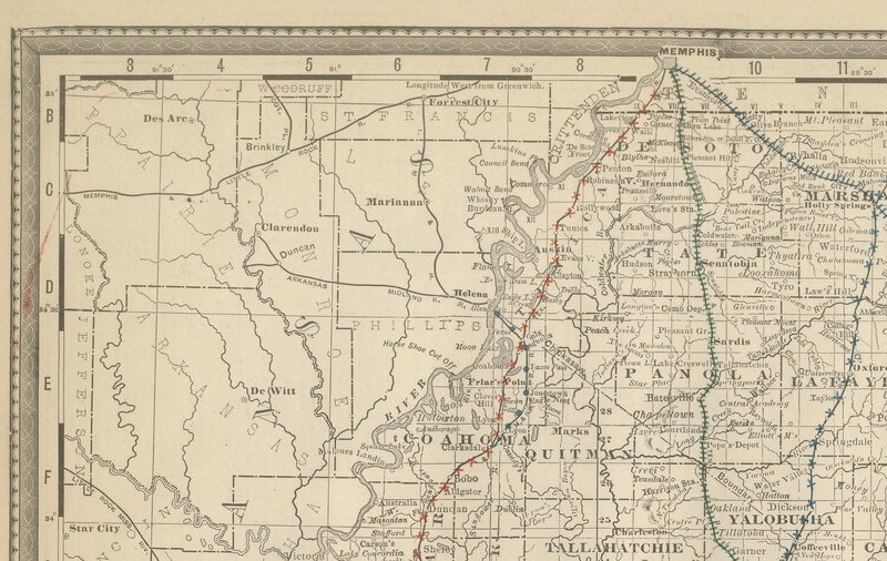 Antique Map of Mississippi The Magnolia State with Railroads and ...