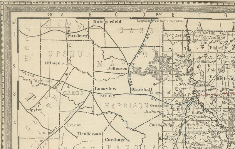 Antique Louisiana Map The Pelican State, Railroads & Counties, 1888 for ...