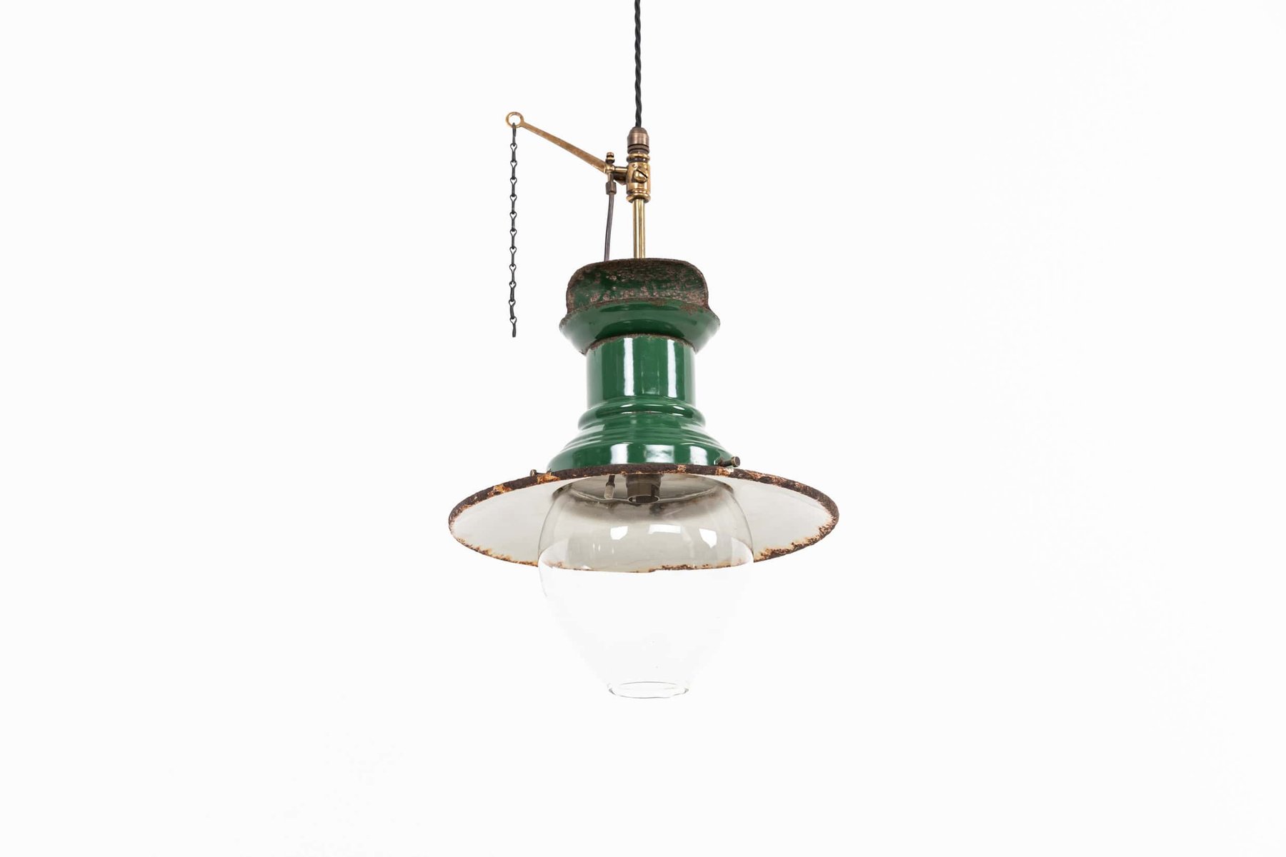 Industrial Enamel Gas Pendant Light from Sugg for sale at Pamono