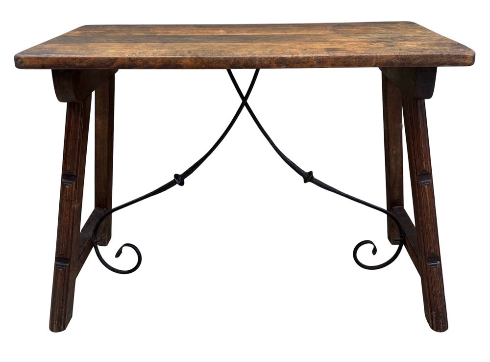 Spanish Refectory Table and Iron Stretcher, 18th Century for sale at Pamono