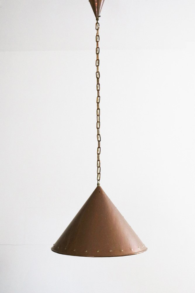 Danish Brutalist Hand-Hammered Copper Pendant Lamp by ES Horn Aalestrup ...