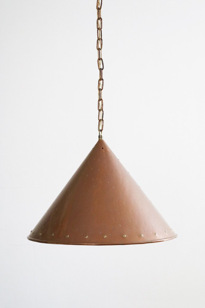 Danish Brutalist Hand-Hammered Copper Pendant Lamp by ES Horn Aalestrup ...