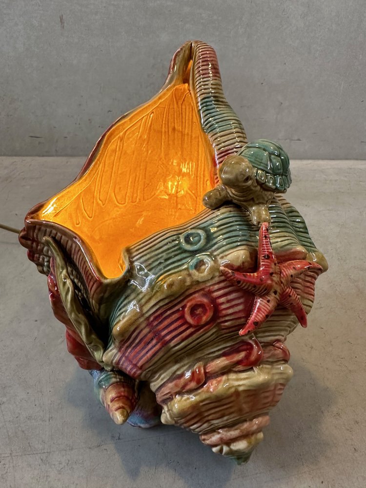 Vintage Ceramic Scene Lamp, 1980s for sale at Pamono