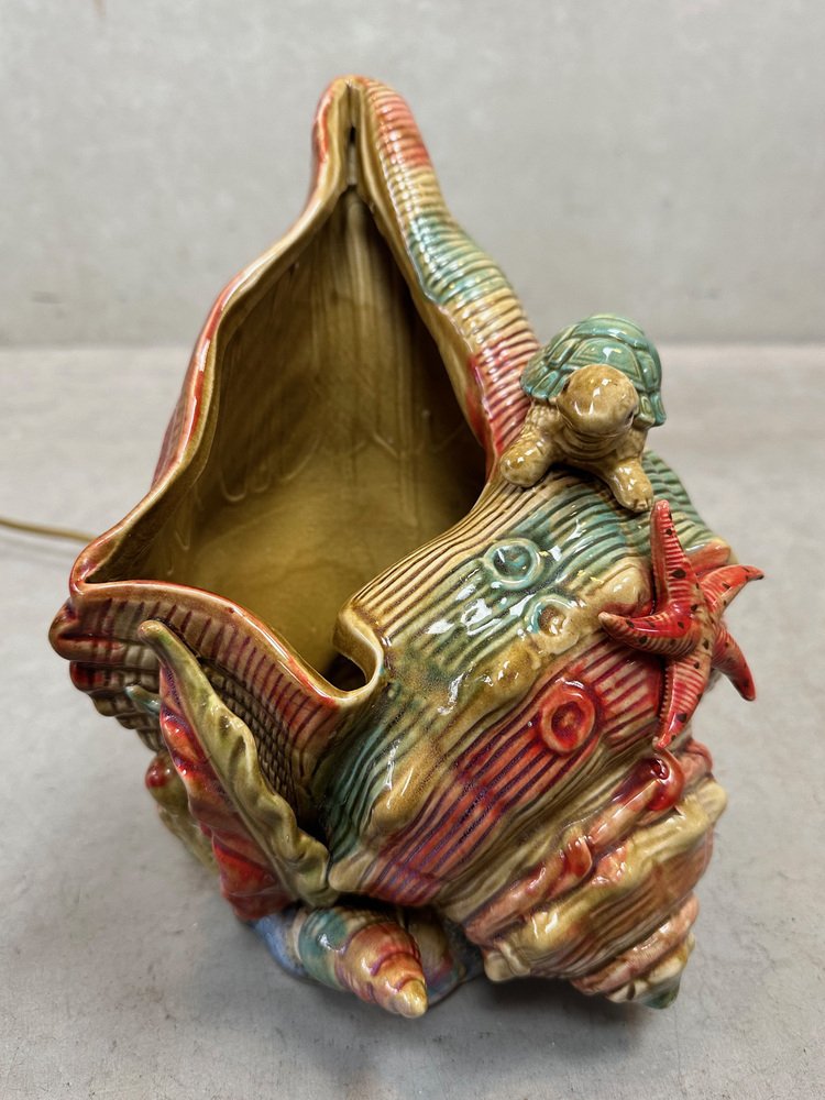 Vintage Ceramic Scene Lamp, 1980s for sale at Pamono