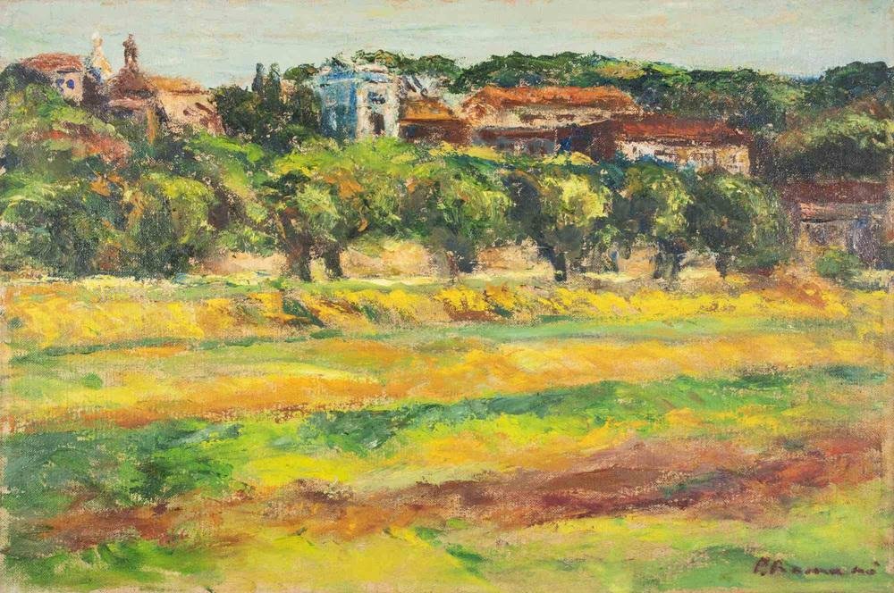 Pino Romanò, View of Circo Massimo and Celio, Oil Painting, 1990s for ...