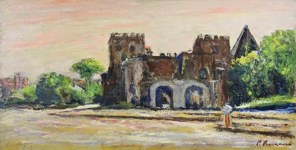 Pino Romanò, Poarta San Paolo e la Piramide a Roma, Dipinto ad olio ...