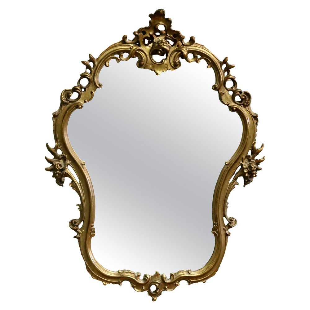 Large Rococo Style Gilt Wall Mirror, 1960 for sale at Pamono