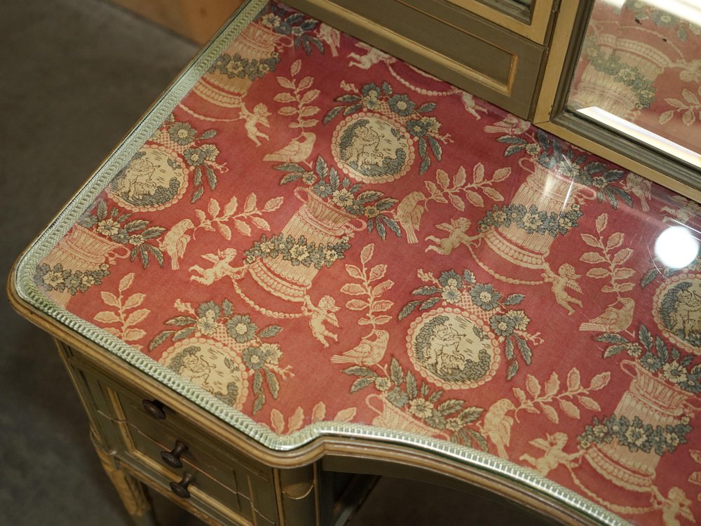Antique French Empire Hand Painted Dressing Table with Tri Fold Mirror ...