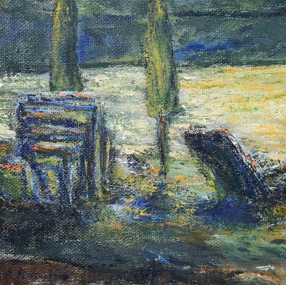 Pino Romanò, Sunset on the Beach, Oil Painting, 1998 for sale at Pamono