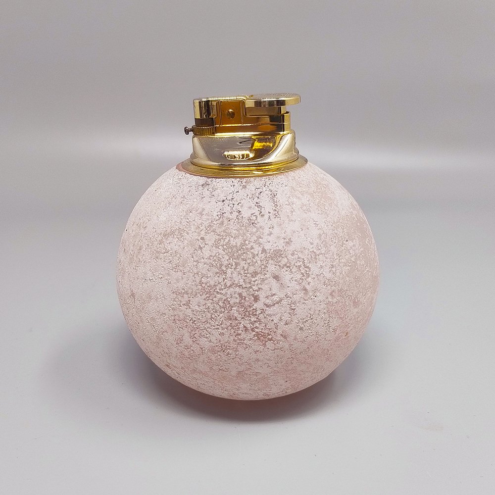 Vintage Table Lighter in Murano Frosted Glass by Paolo Traversi, 1960s ...